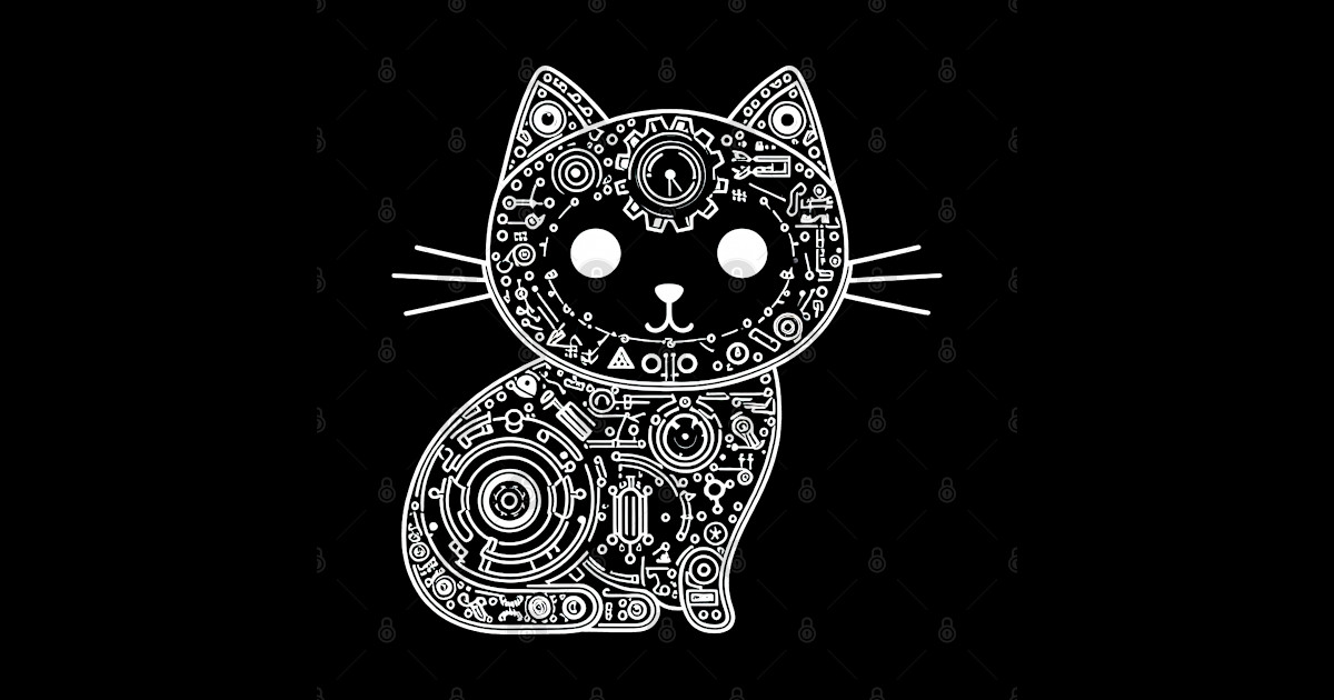 AutoCAT - Cat Robot, AutoCAD Design, Mechanical Cat :) - Cat - Sticker ...
