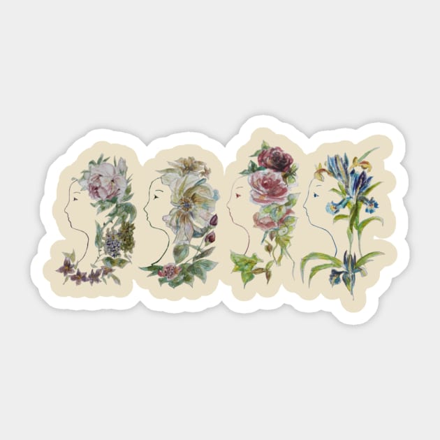 Flowers: Female profile - Watercolor - Sticker | TeePublic