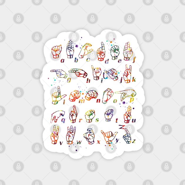 ASL Sign Language Watercolor - Graphic Design - Sticker | TeePublic
