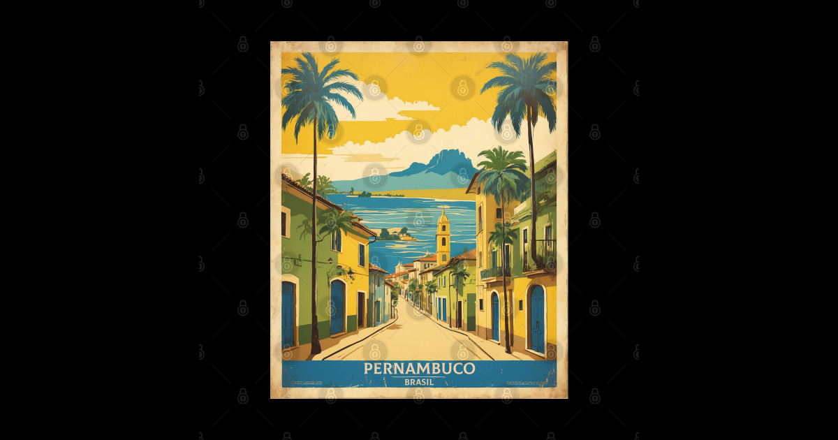 Pernambuco Brazil Vintage Tourism Travel Poster - Brazil - Sticker ...