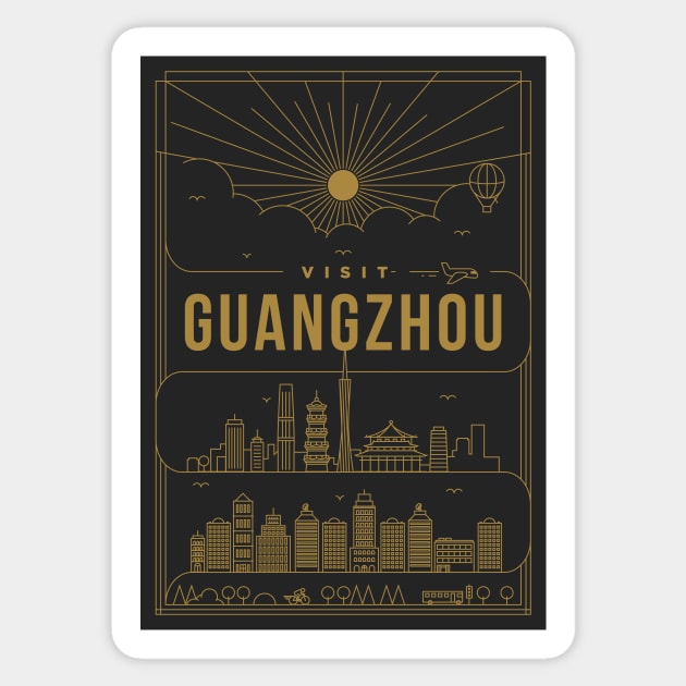 Guangzhou Minimal Lineal Poster - Guangzhou - Sticker | TeePublic