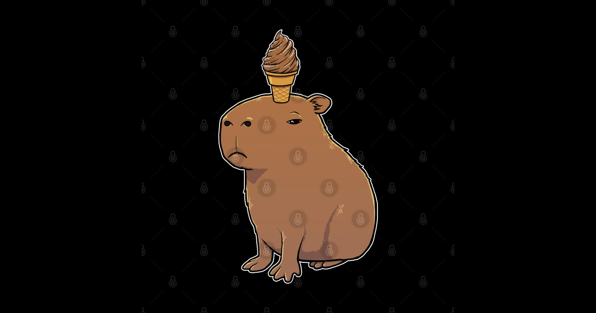 Capybara with Chocolate Ice Cream on its head - Capybara - Posters and ...