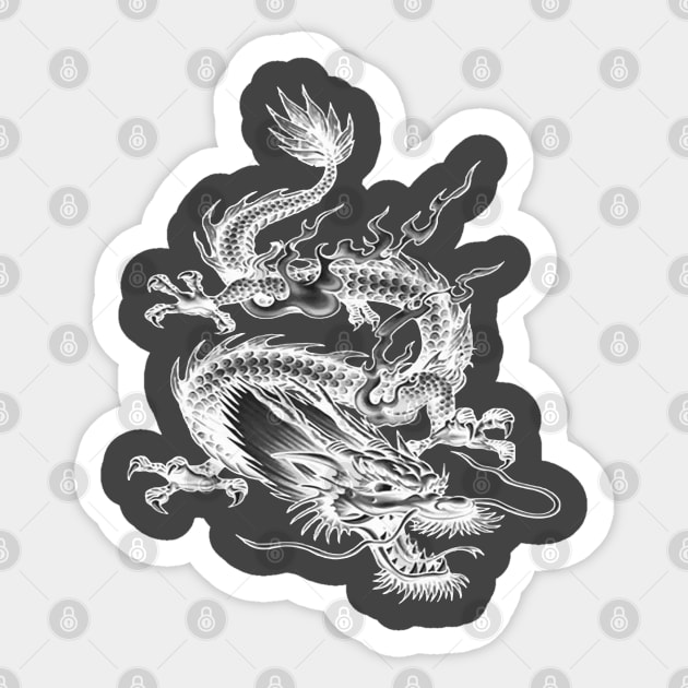 Chinese White Dragon Mythical Creature - Chinese White Dragon - Sticker ...