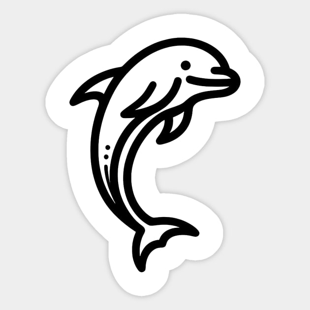Stick Figure of a Dolphin in Black Ink - Stick Figure Dolphin - Sticker ...