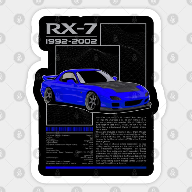 RX7 FD (blue) - Rx7 - Sticker | TeePublic