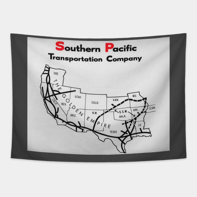 1981 Southern Pacific Route Map - Southern Pacific - Tapestry | TeePublic