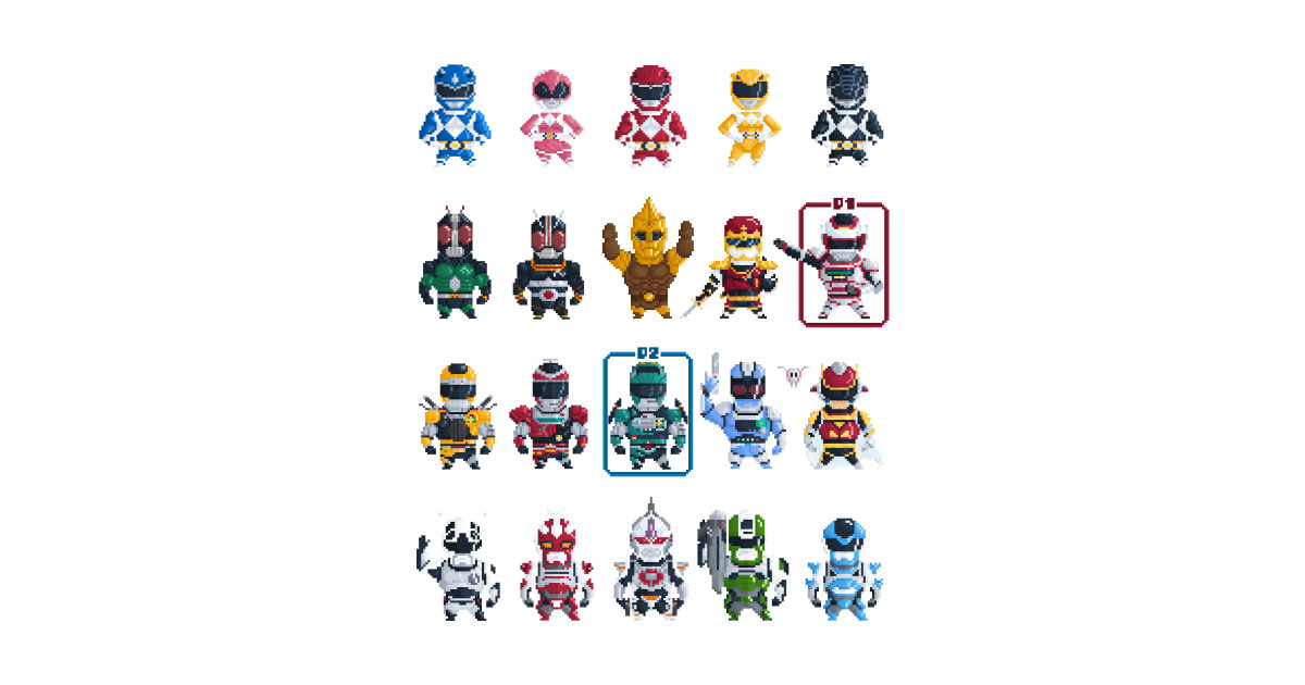 Nostalgic Retro gaming pixel tokusatsu sentai heroes. - Pixel Art - T ...