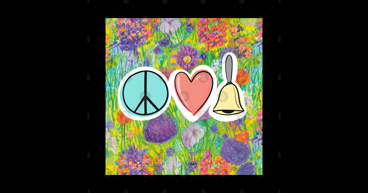 Peace Love Handbells Easter Pastel Flower Pattern - Handbell - Sticker ...