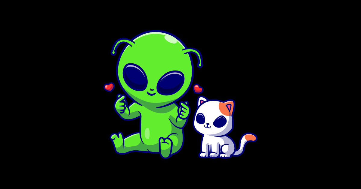 Cute Alien With Cute Cat Alien Cartoon - Cute Alien With Cute Cat Alien ...