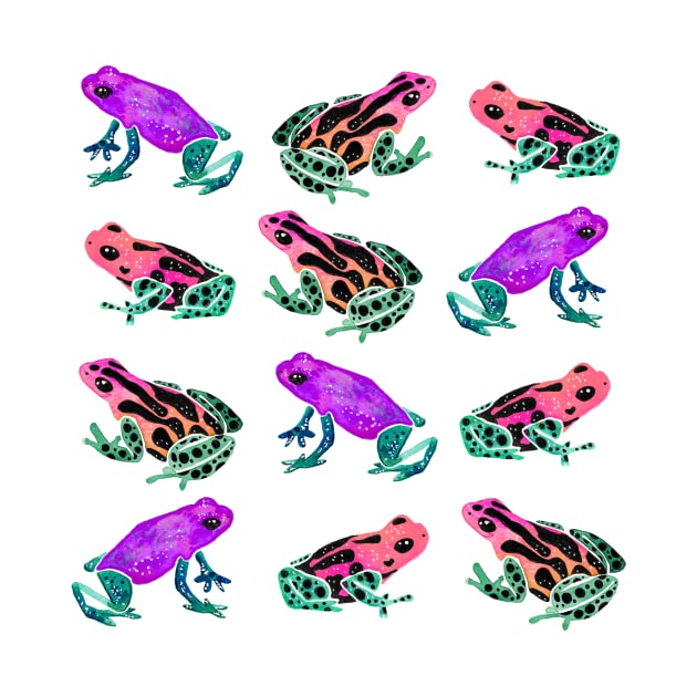 Watercolor Rainbow Poison Dart Frogs - Neon - Poison Dart Frogs - T ...