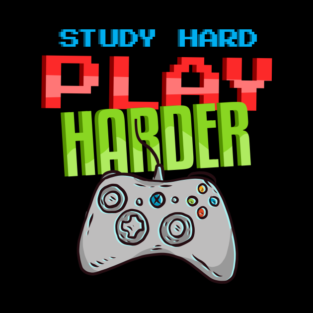 Study Hard Play Harder - Gamerlife - Tapestry | TeePublic