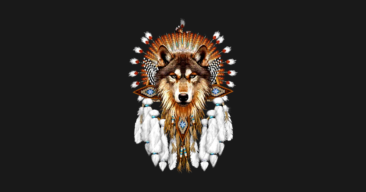 Cute Wolf Native American Wolf Wolf Lovers - Native American - T-Shirt ...