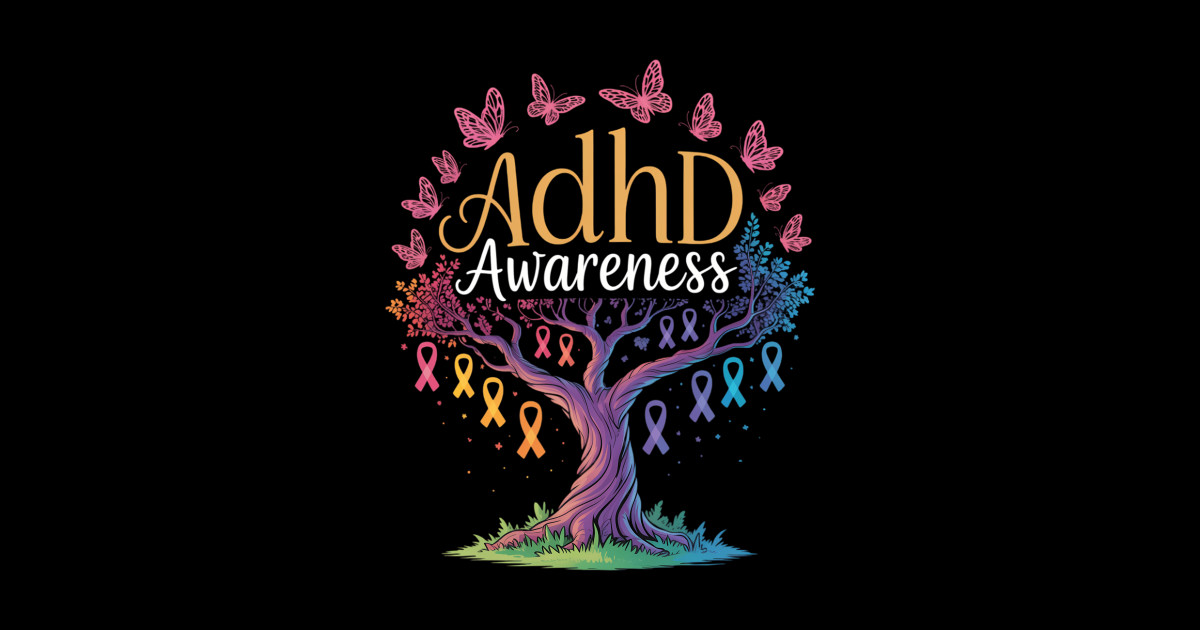 Tree Ribbon ADHD Awareness - Tree Ribbon Adhd Awareness - Sticker ...