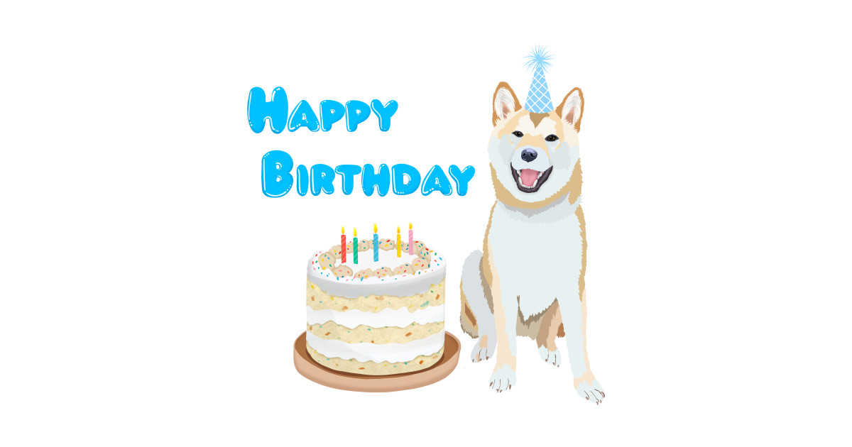 Happy Birthday Akita Inu with Vanilla Cookie Dough Cake - Happy ...