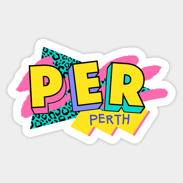 Perth, Australia Retro 90s Logo - Perth Australia - Sticker | TeePublic