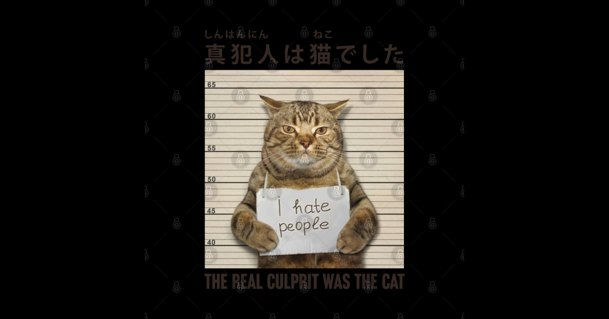 Japanese The Real Culprit Was The Cat - Real Culprit - Sticker | TeePublic