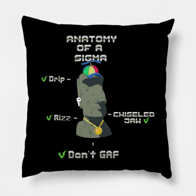 Anatomy of a Sigma Easter Island statues pixel art funny meme - Funny - Pillow | TeePublic