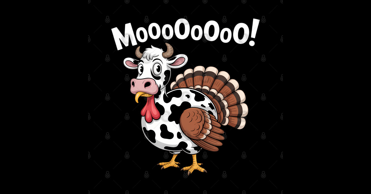 Thanksgiving Moo Turkey Cow Funny Fall Farm - Thanksgiving - Sticker ...