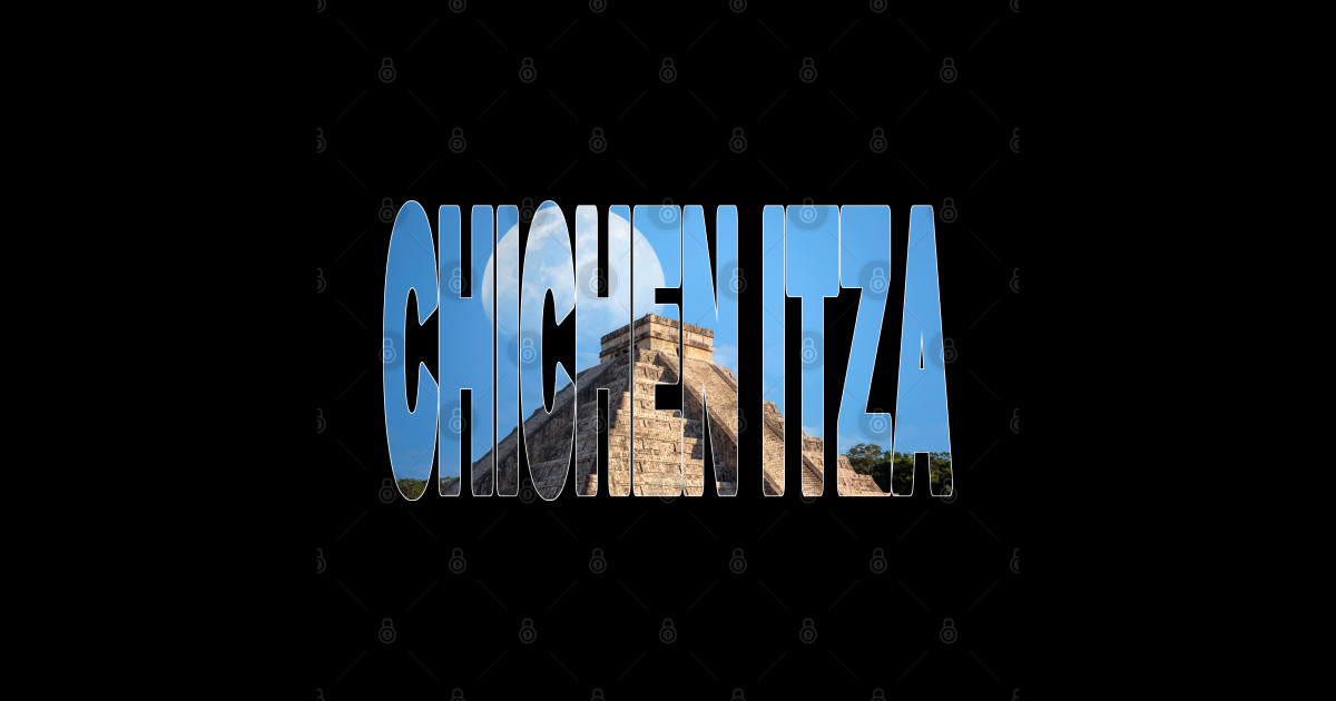 CHICHEN ITZA - Mexico Ancient Ruins with Moon - Chichen Itza - Sticker ...