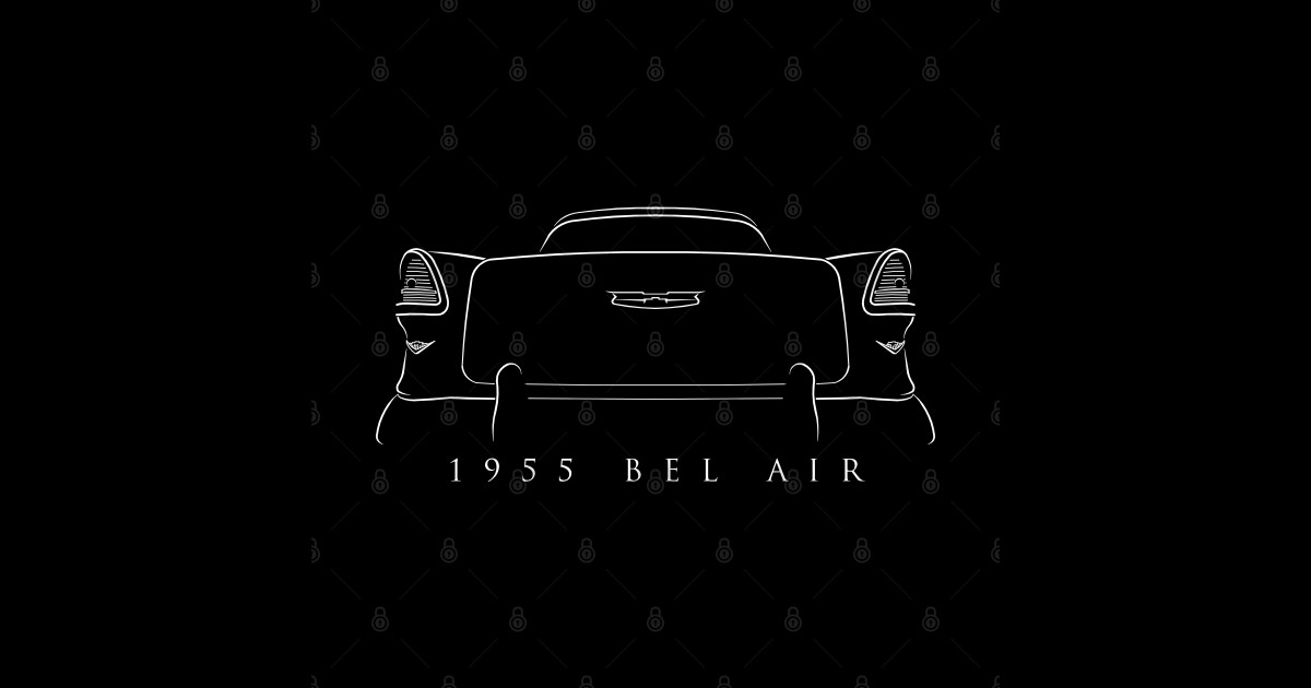 1955 Chevy Bel Air - rear stencil, white - Antique Car - Posters and ...