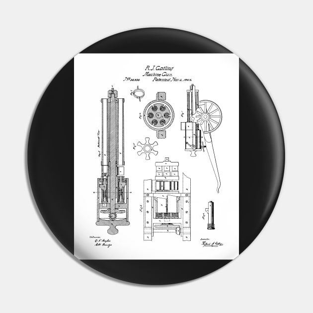 Gatling Machine Gun Patent - Gun Lover Gun Shop Art - White - Gatling ...