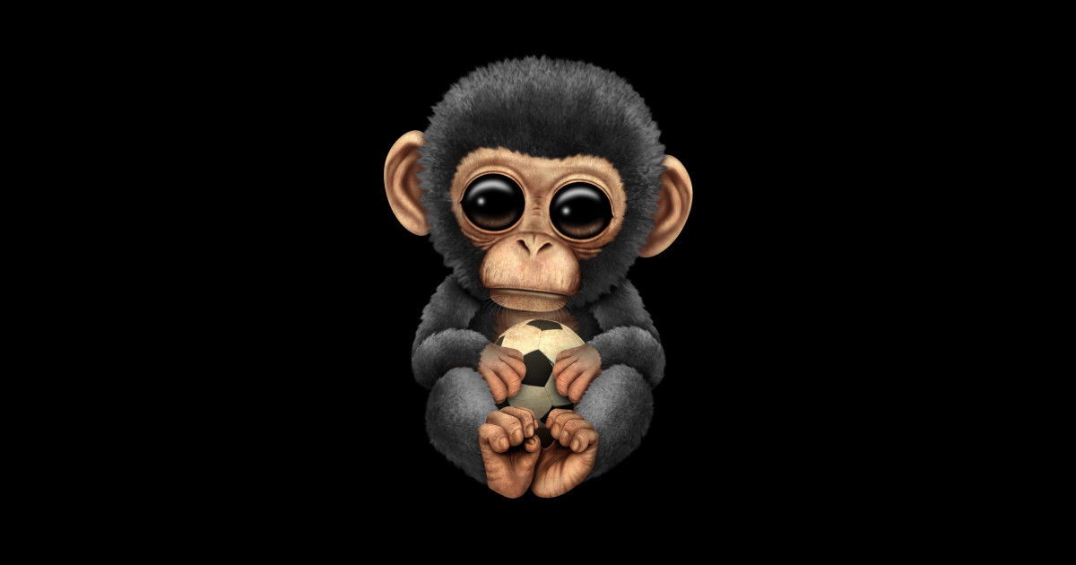 Cute Baby Chimp With Football Soccer Ball - Football - Sticker | TeePublic