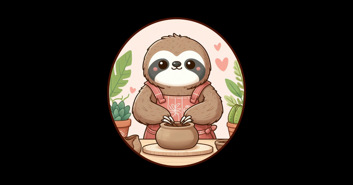 Ceramic Sloth making Pottery - Sloth - Sticker | TeePublic