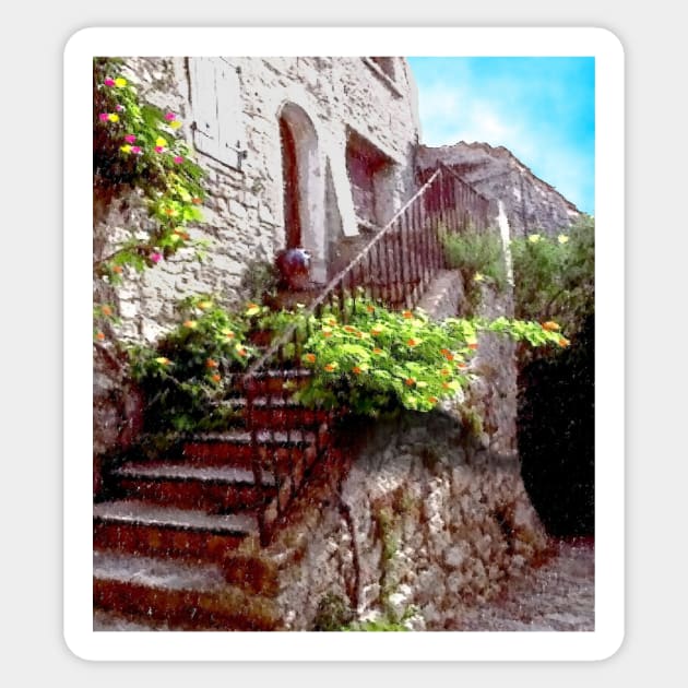 Provence,staircase with flowers. - Provence - Sticker | TeePublic