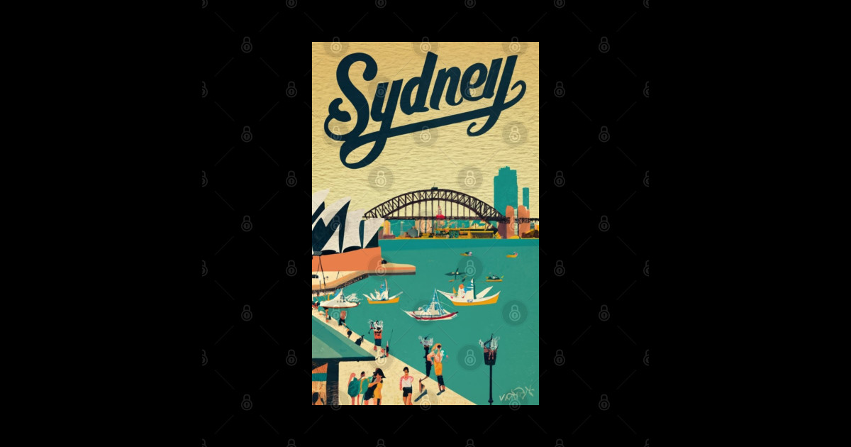 A Vintage Travel Art of Sydney - Australia - Sydney - Sticker | TeePublic
