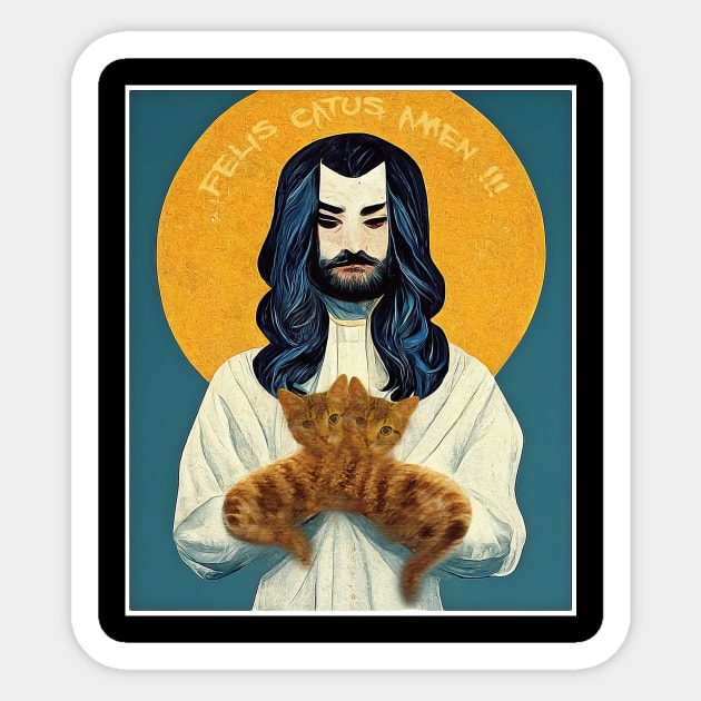 jesus with cats - Jesus Christ - Sticker | TeePublic