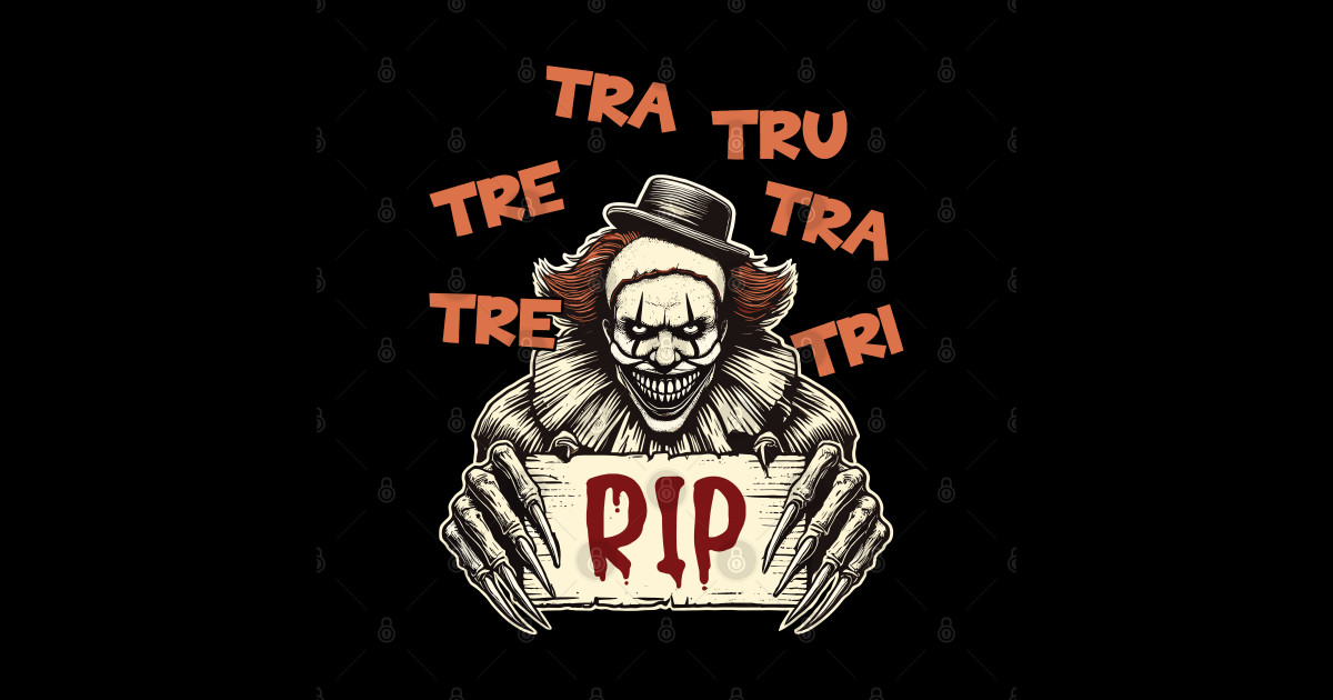 Creepy Clown Motif Rip Halloween - Spooky Holiday - Sticker | TeePublic