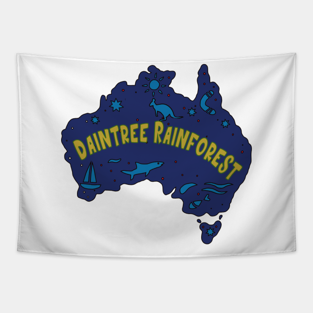 AUSSIE MAP DAINTREE RAINFOREST - Australia - Tapestry | TeePublic