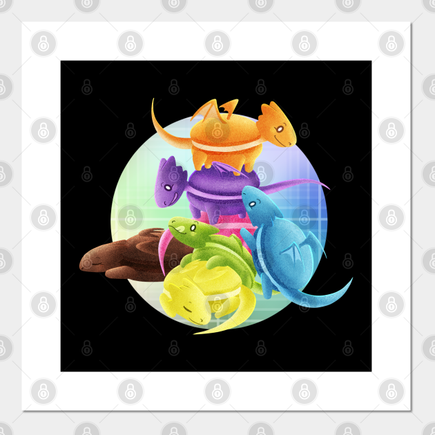 Kawaii Baby Macaron Dragons - With Background - Dragon - Posters and ...
