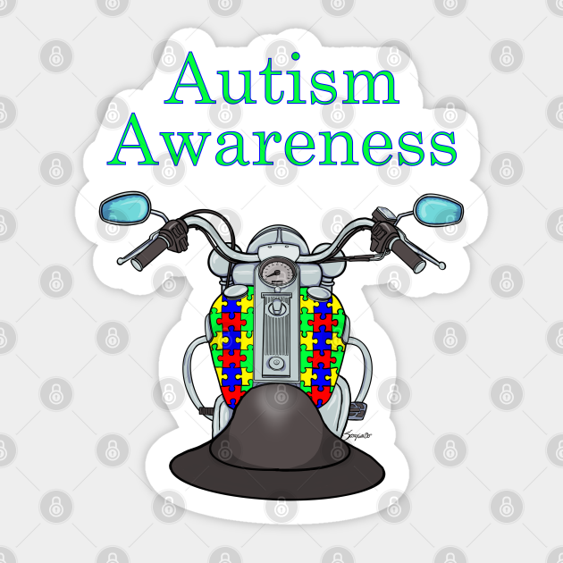 Biker Autism Awareness 1 Motorcycle - Autism Awareness - Sticker ...