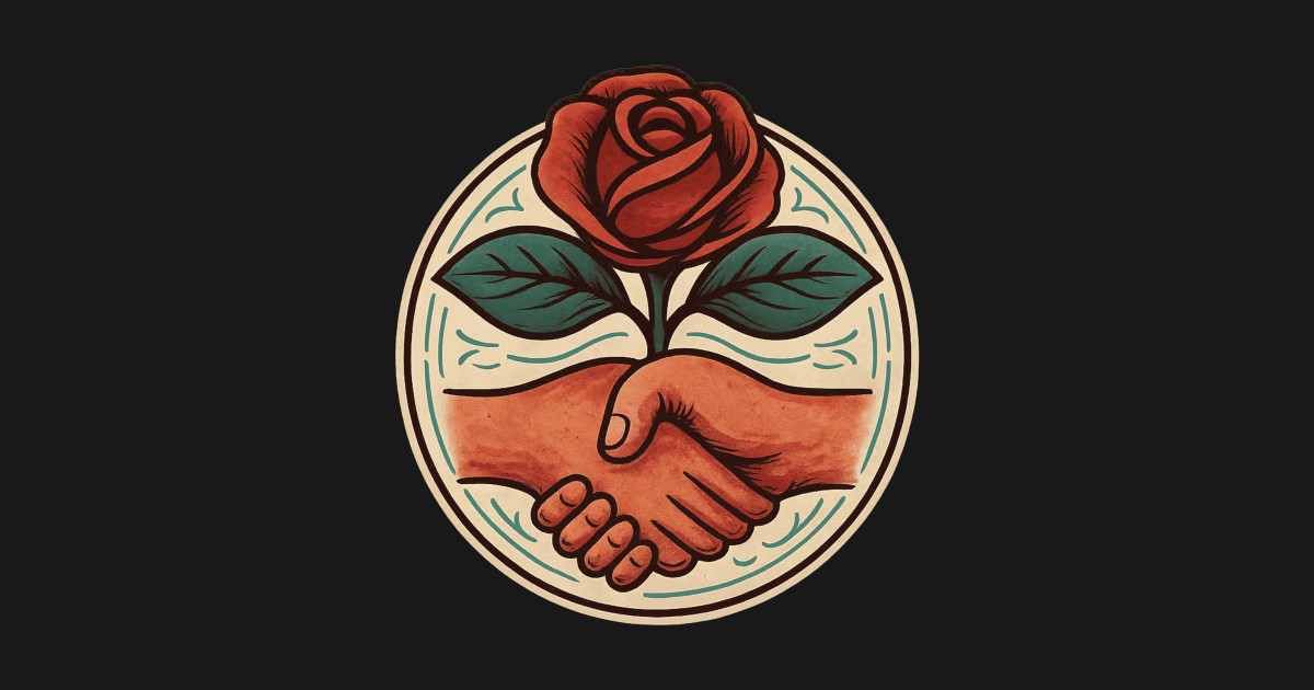 Handshake Rose Unity Symbol - Unity - T-Shirt | TeePublic