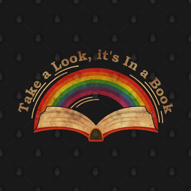 take a look it's in a book reading vintage retro rainbow - Take A Look ...