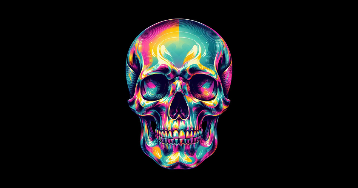Synthwave skull - Skull Art Design - Sticker | TeePublic