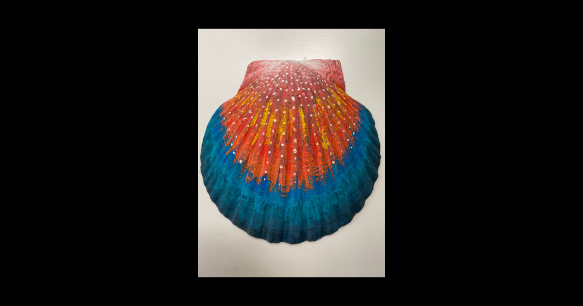 Red, Yellow and Blue Scallop Shell - Scallop Shell - Sticker | TeePublic