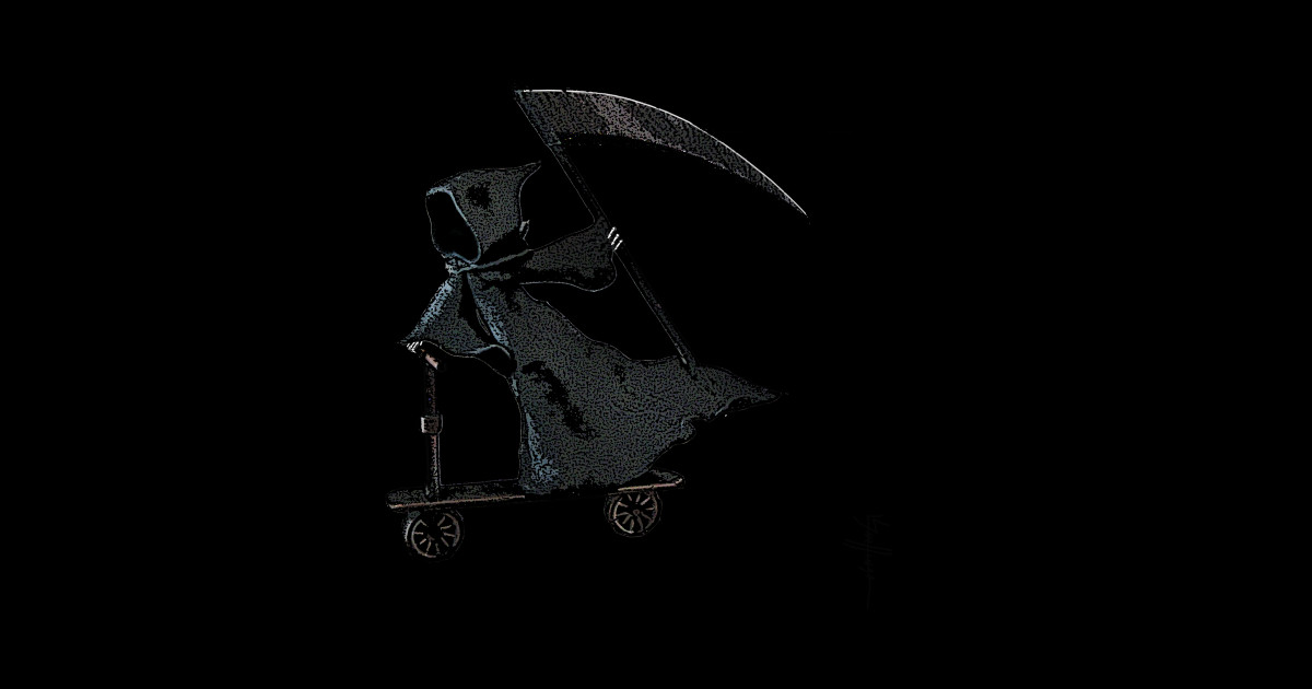 Death Rides a Razor - Funny Grim Reaper - Sticker | TeePublic