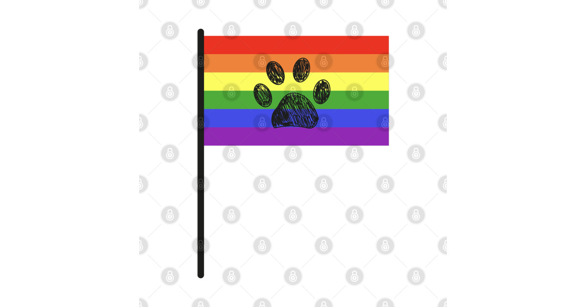 Rainbow pride flag lgbt with black paw print - Rainbow Pride Flag Lgbt ...