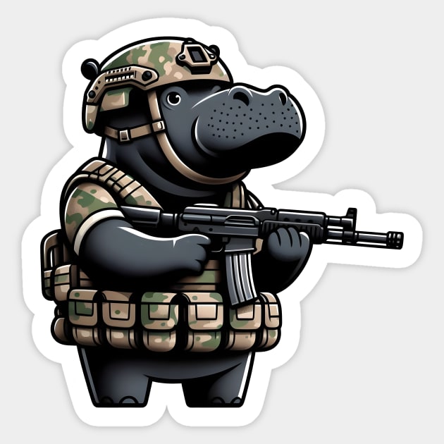 Tactical Hippo - Hippopotamus - Sticker | TeePublic
