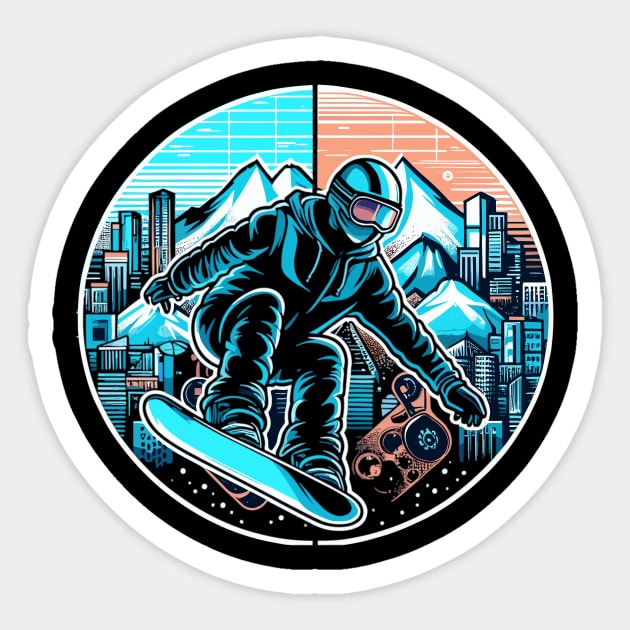 Snowboarding futuristic design - Snowboard Tech - Sticker | TeePublic