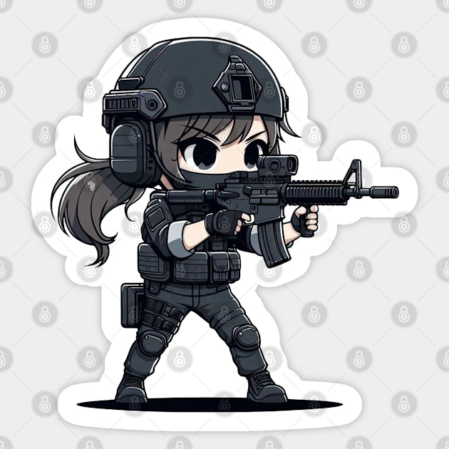 Tactical Chibi Girl - Chibi - Sticker | TeePublic