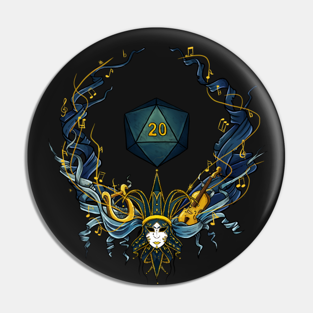 DnD bard symbol - blue - Dnd - Pin | TeePublic
