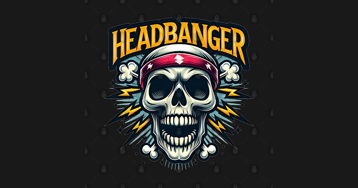A skull with headbanger and lightning - Headbanger Style - T-Shirt ...
