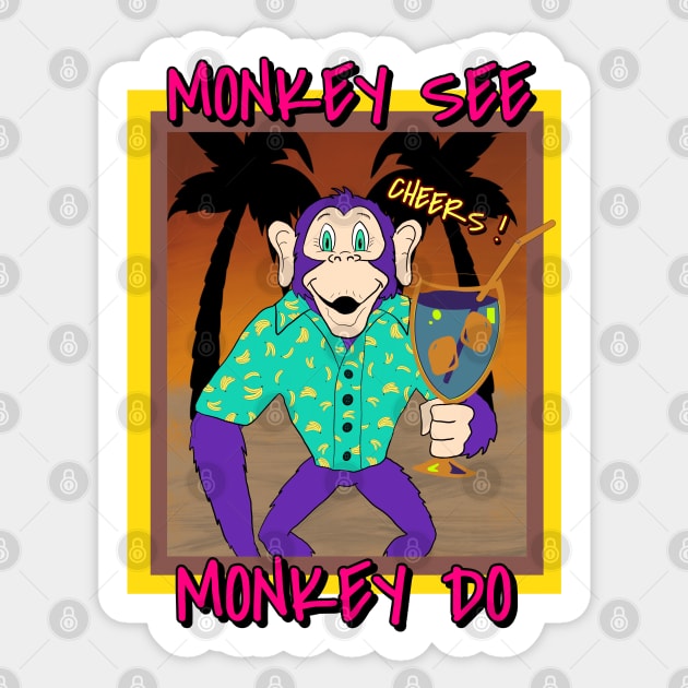 The Drunken Monkey - Drinking - Sticker | TeePublic