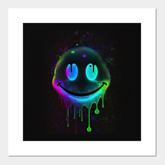 Drip Smiley Emoji - Smiley Face - Posters and Art Prints | TeePublic