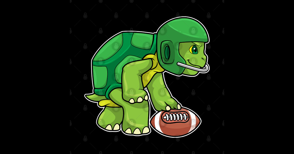 Turtle at Sports with Football & Helmet - Turtle At Sports With ...