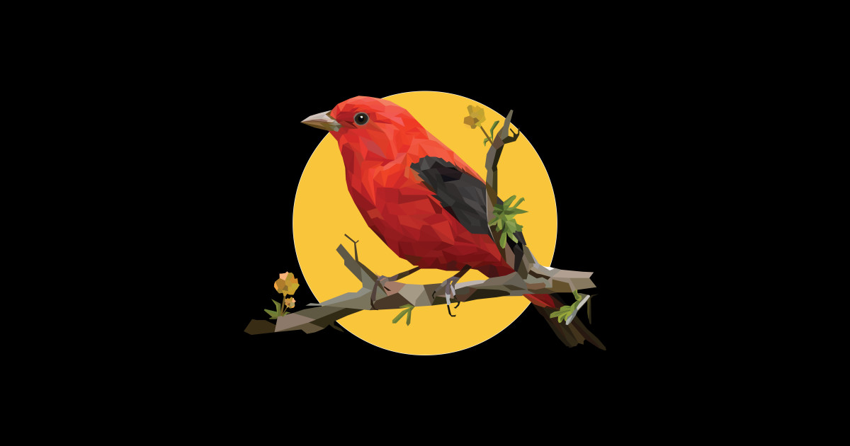 Red Scarlet. Bird. Geometric. Lowpoly. Arts. Illustration. Digital Art ...