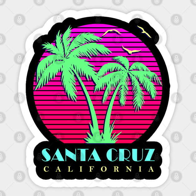 Santa Cruz California Palm Trees Sunset - Santa Cruz - Sticker | TeePublic